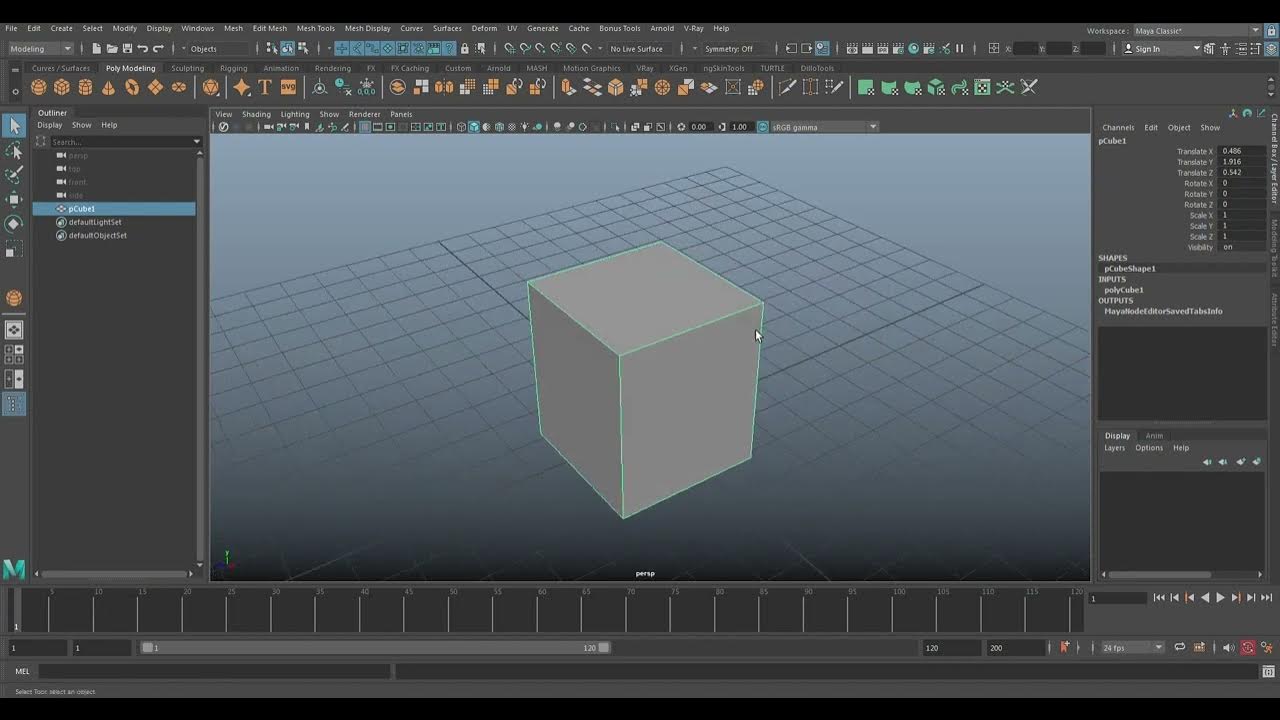 Lesson 3 - Maya Object Properties. Shape Node, Input Nodes, Transform Node and Initial shading ...
