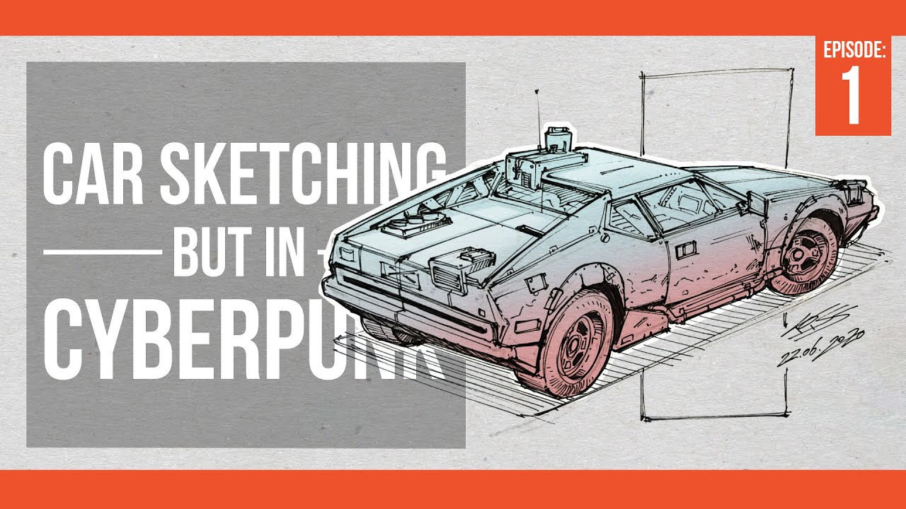 How to sketch a Cyberpunk Car Part 1 - YouTube