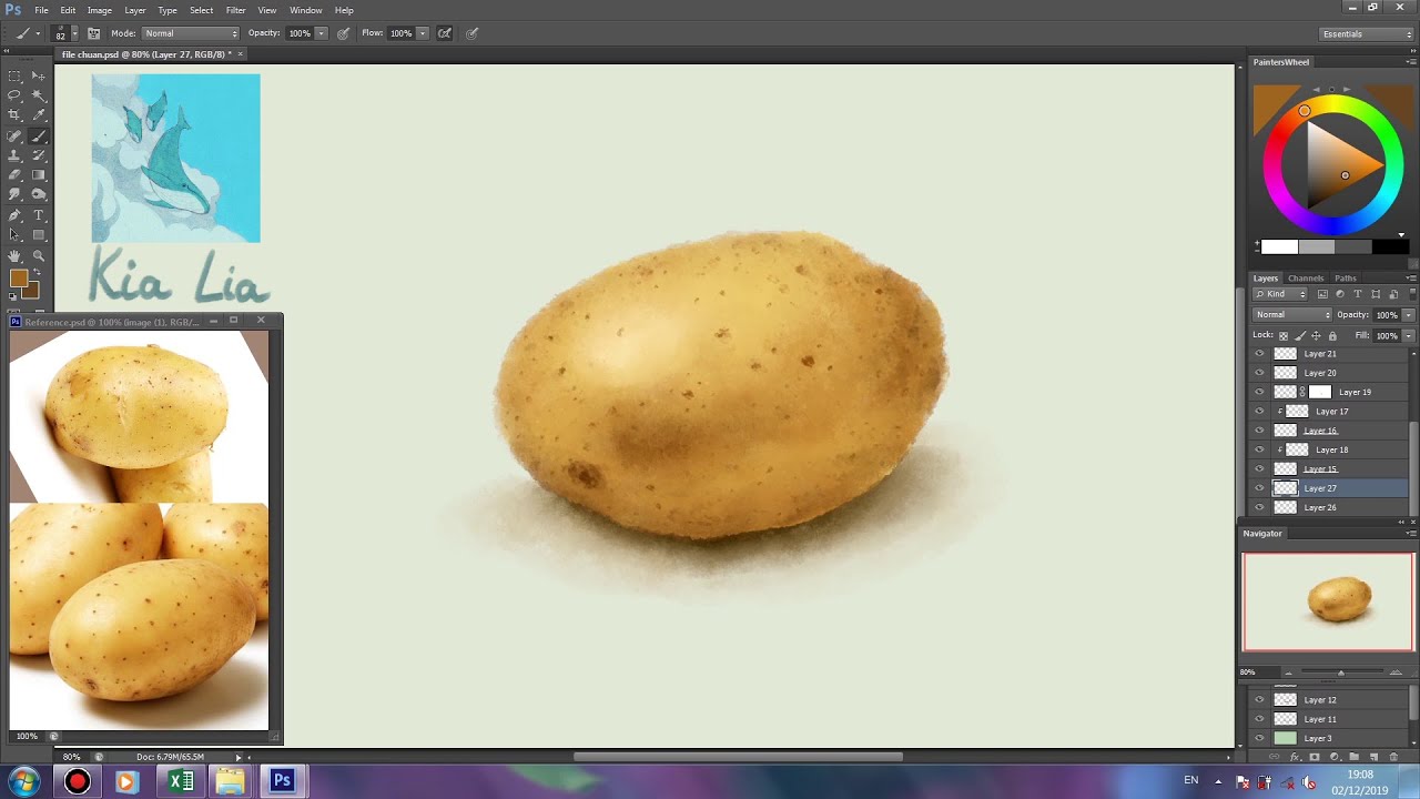 How to draw potato (Vegetable) step by step | Photoshop Drawing ...