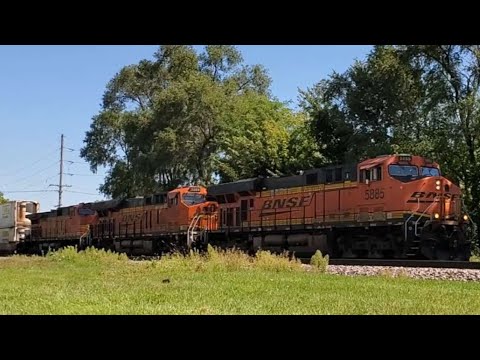 BNSF 5885 Leads Westbound Intermodal On The Racetrack At Mile Post 11.9 Brookfield Illinois ...