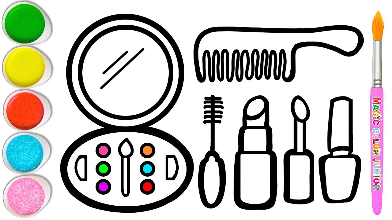 💄 How to Draw Makeup Set | Color Glitter Makeup tools - YouTube