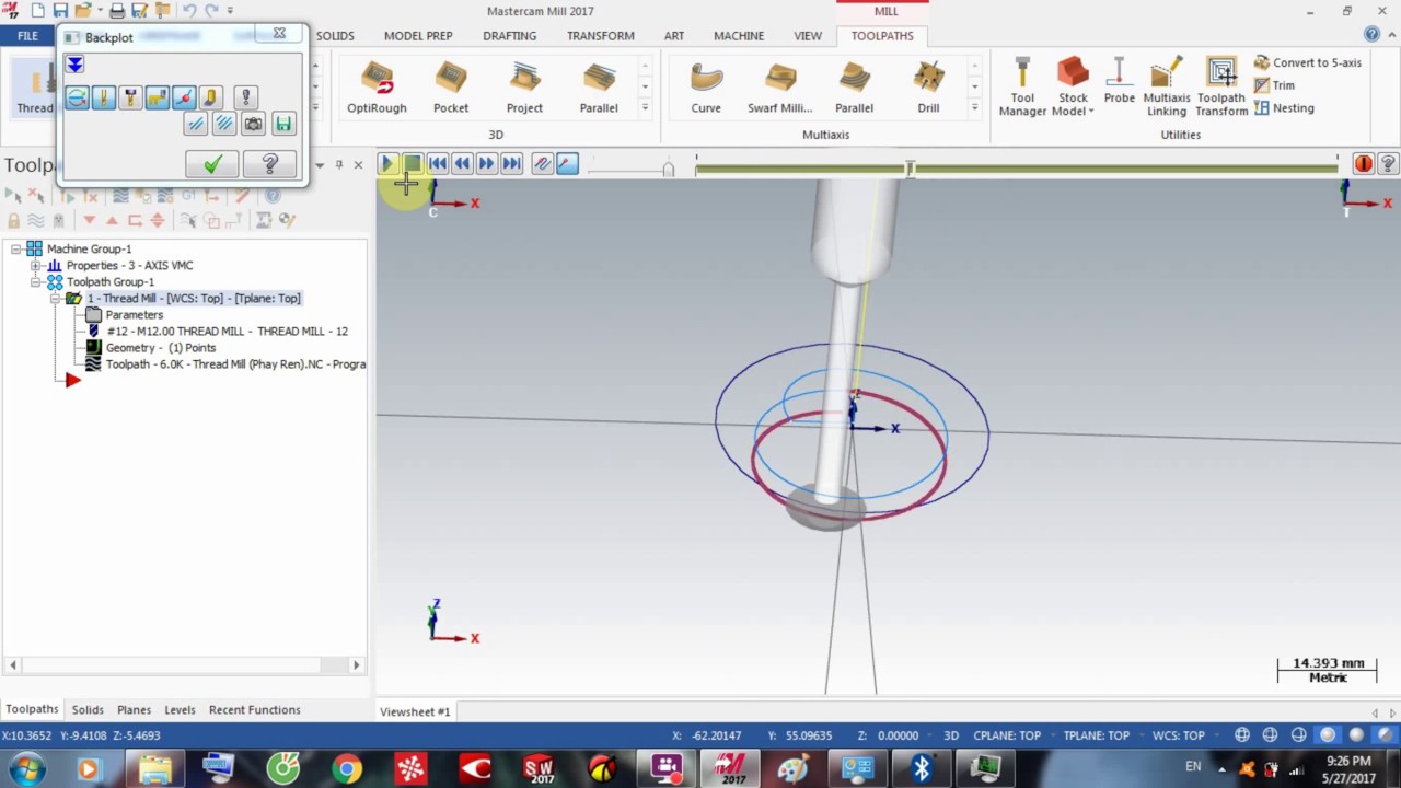 Thread Mill ( Gia CÔng Ren Trong MasterCam ) - YouTube