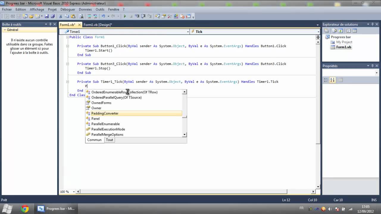 Tuto Visual Basic #1 - La progress bar - YouTube