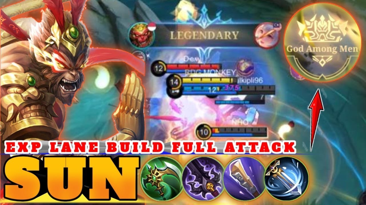 SUN EXP LANE FULL ATTACK + 18 KILL NO DEAD ! SUN BEST BUILD & EMBLEM ...