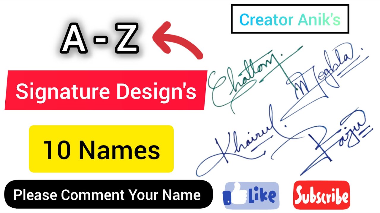 A to Z Signature Style | Unique Signature Style of my Name | 10 ...
