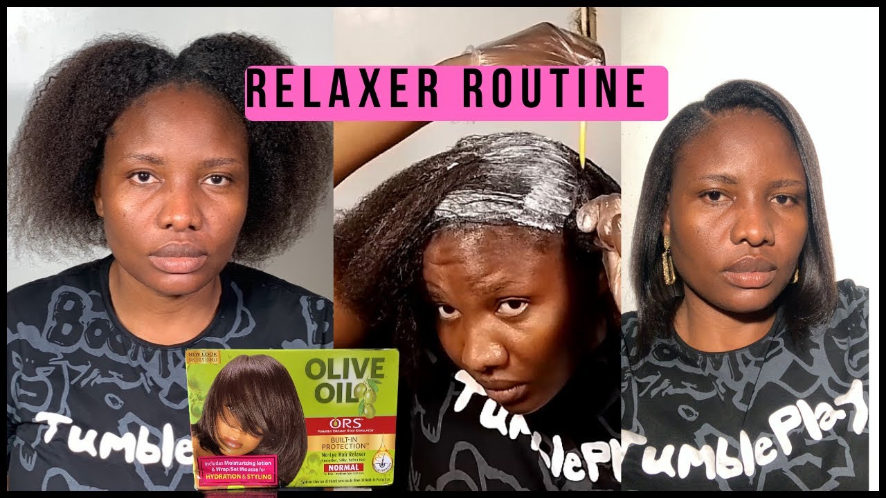 HOW I RELAX MY HAIR AT HOME | MY RELAXER ROUTINE | USING THE OLIVE OIL ...