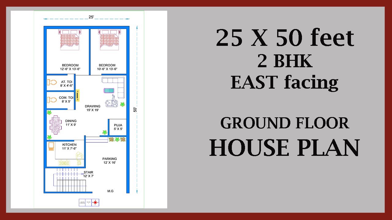 25 X 50 feet East facing 2 BHK House Plan - YouTube