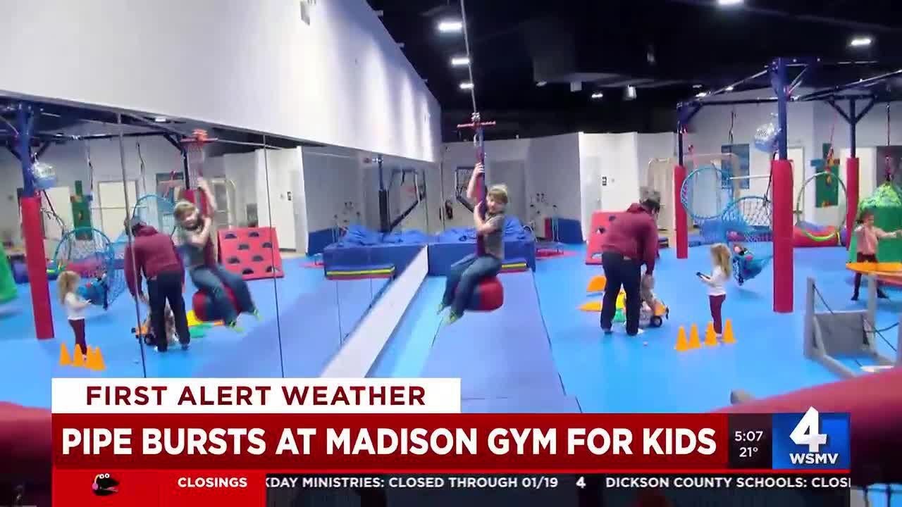 Pipe bursts at Madison gym for kids - YouTube