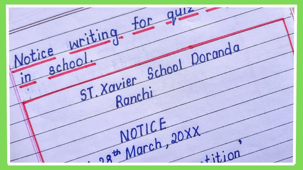 Write a notice for quiz competition in your school || - YouTube
