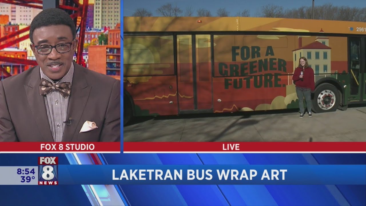 Mentor student's winning artwork is displayed on Laketran bus - YouTube