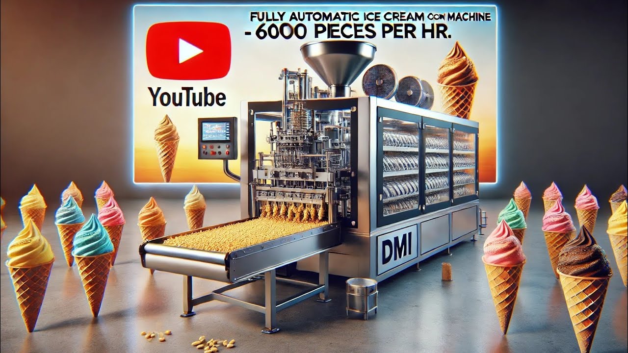 Fully Automatic Ice Cream Cone Machine - 6000 Pcs Per Hr | DMI - YouTube