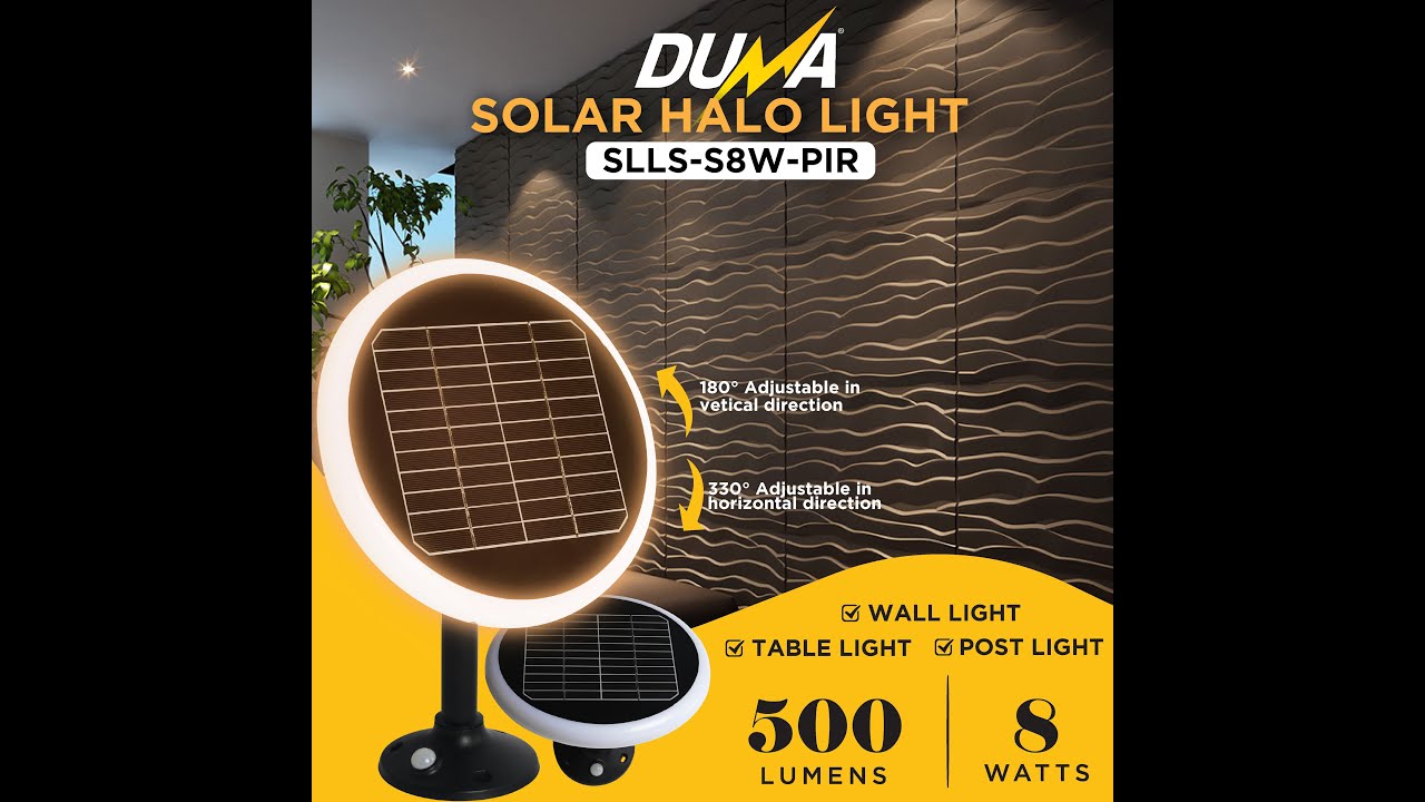 DUMA Solar Halo Light (SLLS-S8W-PIR) - YouTube