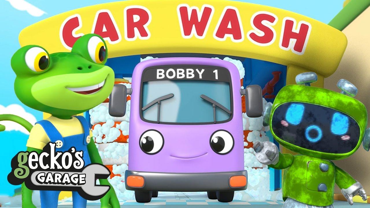 Bobby The Bus' Car Wash Fun Time｜NEW Gecko's Garage｜Bus Videos For Kids ...