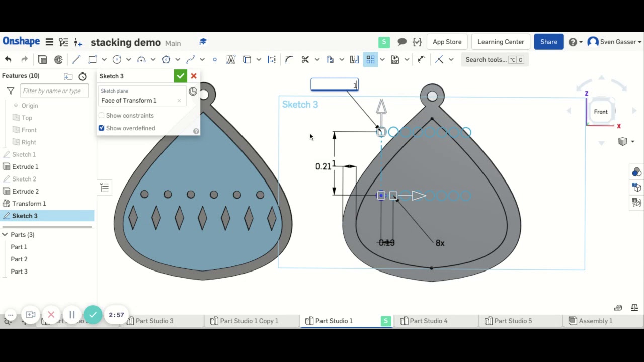 Linear pattern - Ornament - OnShape Laser cutting - YouTube