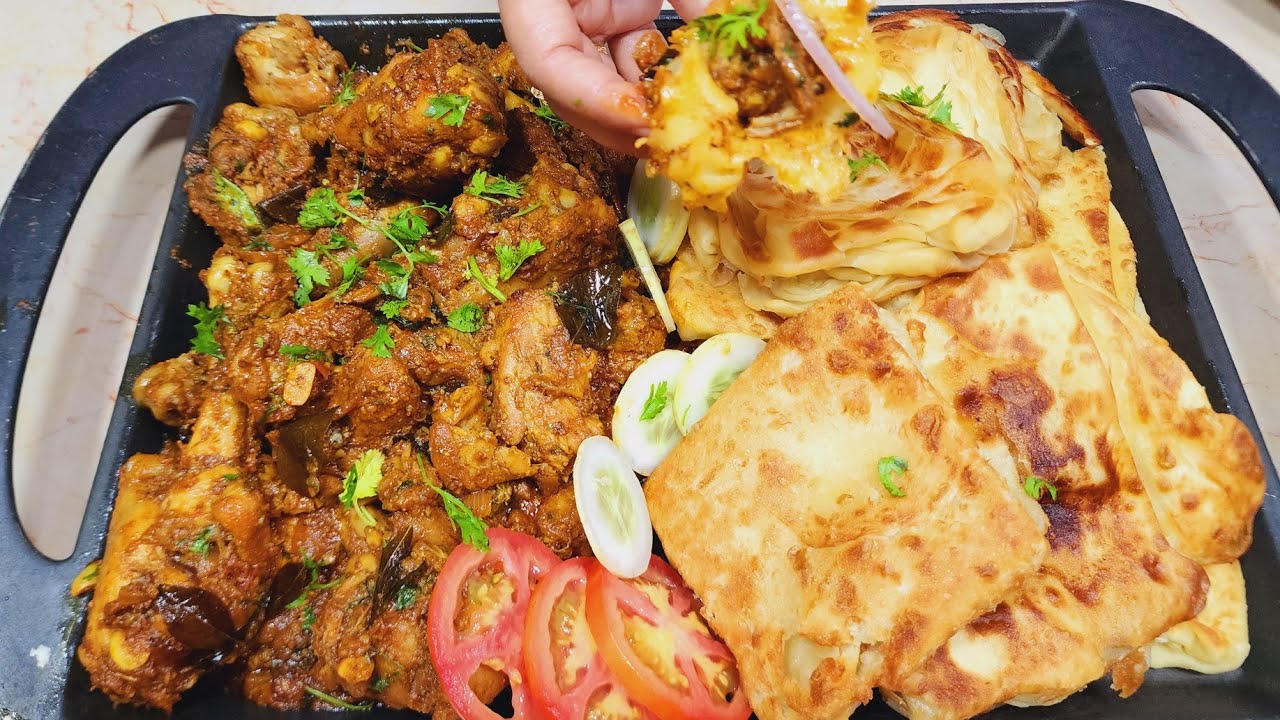 Oil-Free Chicken Sukha with Bun Parotta Banane ka perfect Tareekha ...