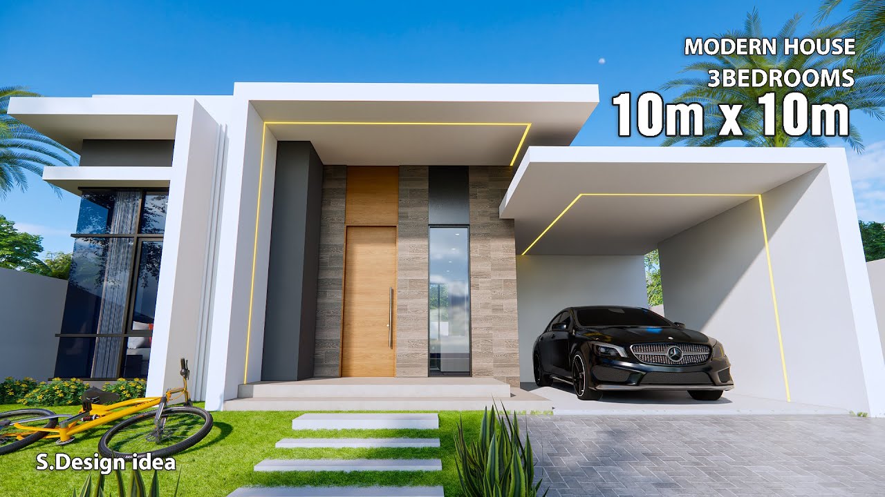 Modern House | House Design idea 10m x 10m | 3Bedrooms - YouTube
