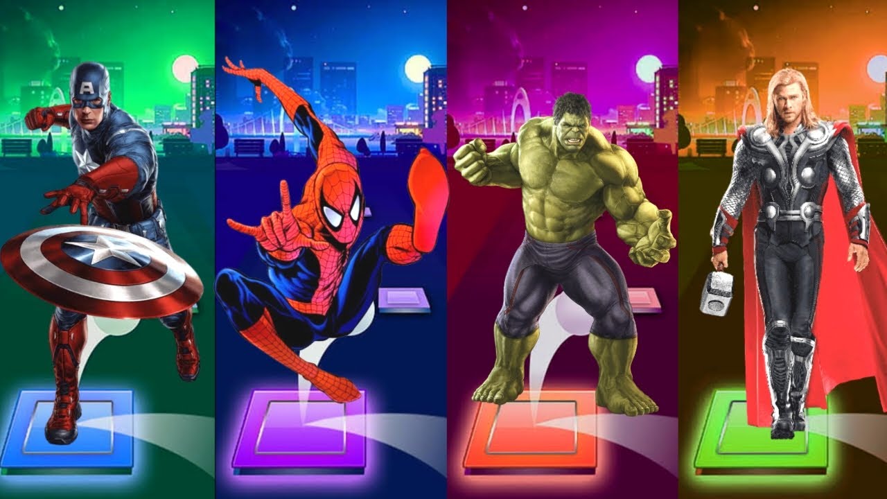 Superhero Color Dance Challenge Captain America 🆚 Spiderman 🆚 Big Hulk ...