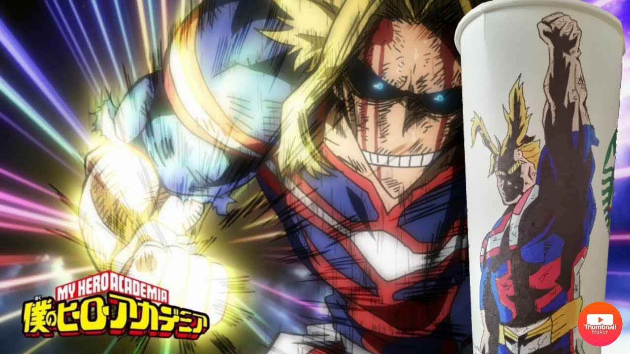 Drawing All Might sur une starbucks cup - YouTube