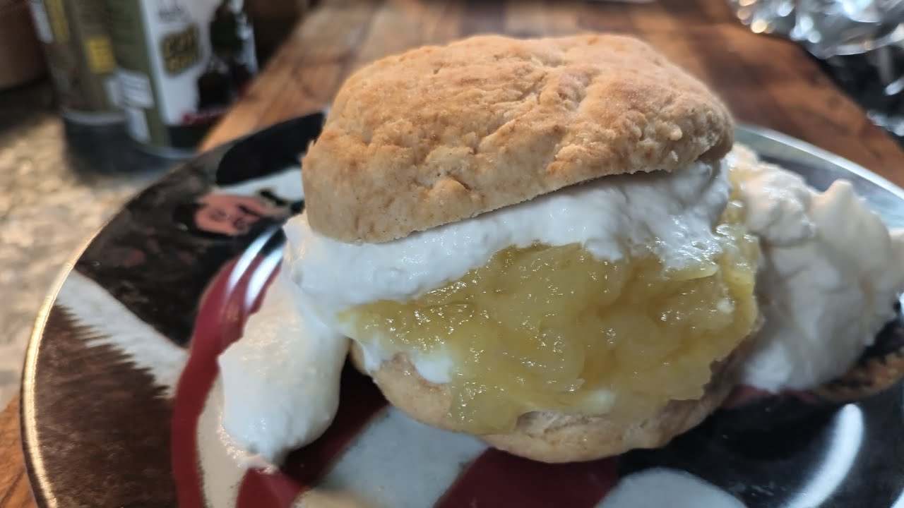 Pineapple Shortcake~ With ~Whooped Cream~ On a 2 ingredients biscuit ...