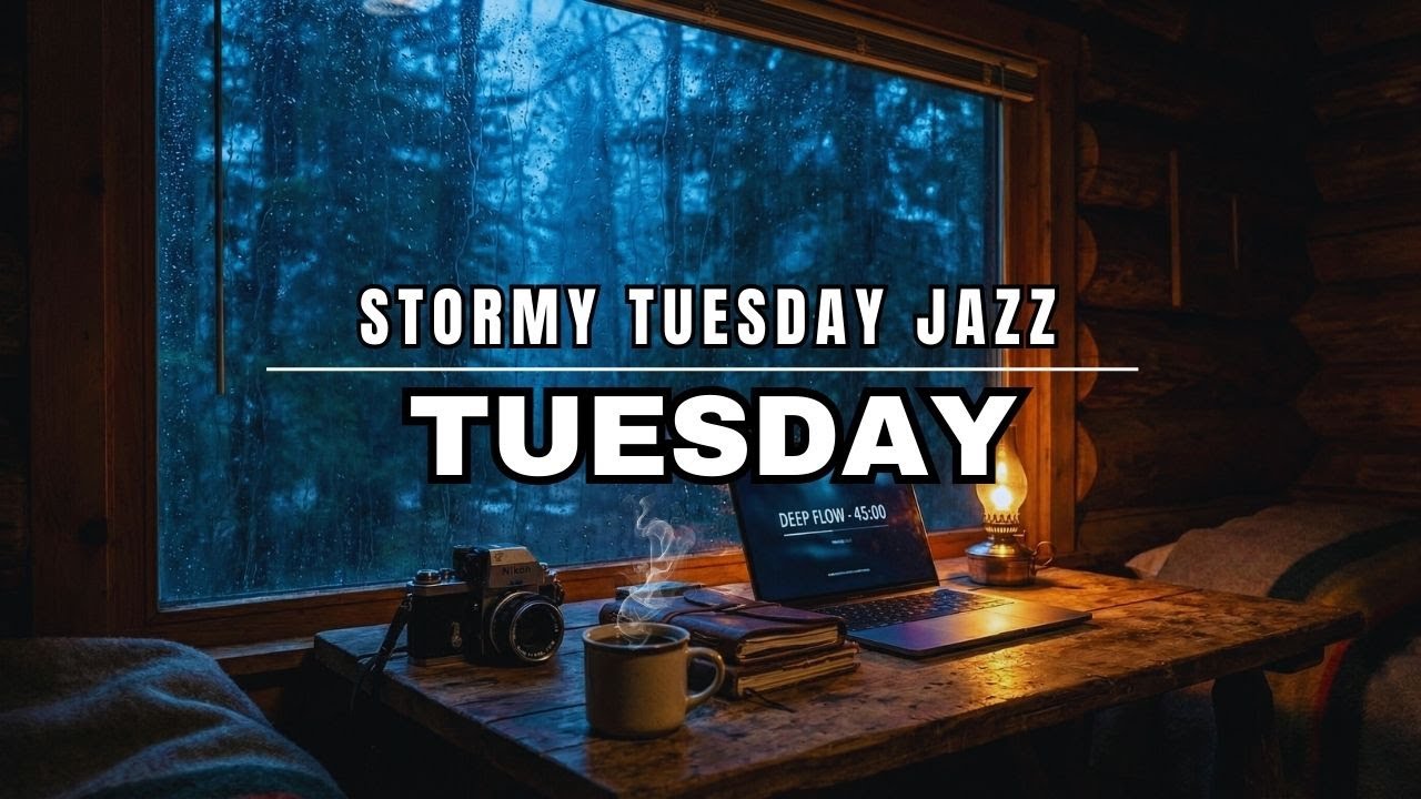 🔴 Stormy Tuesday Jazz ⛈️ Heavy Rain & Dark Jazz for Deep Work ...