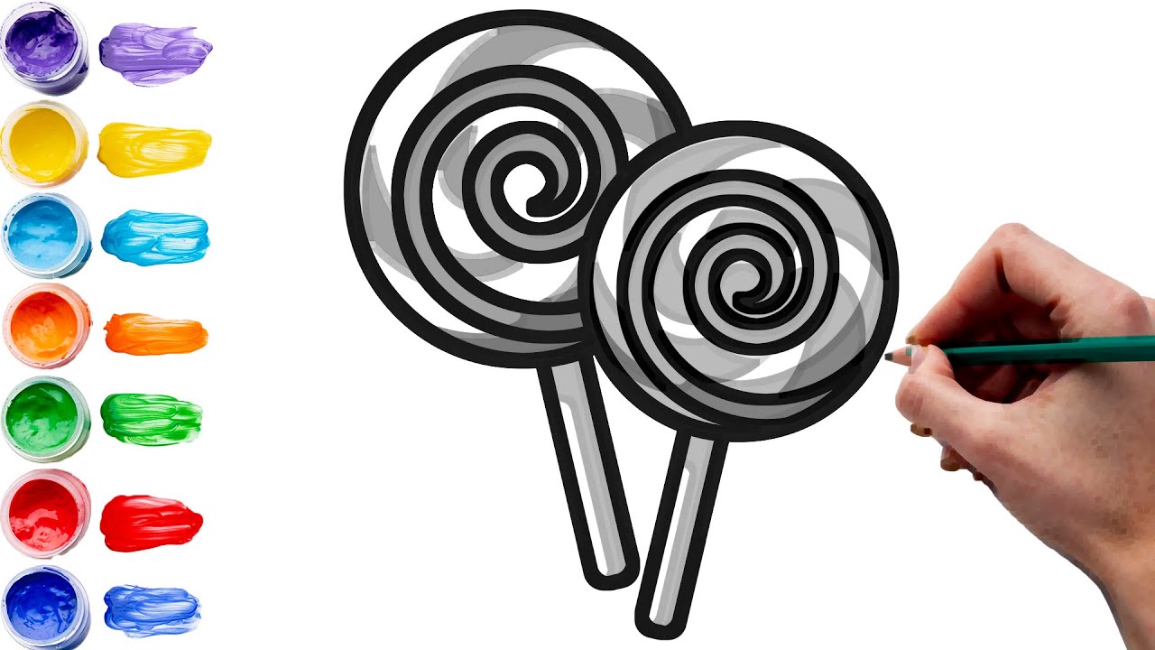 Lollipop drawing 🍭 draw a lollipop easy and cute for kids #youtube #art ...
