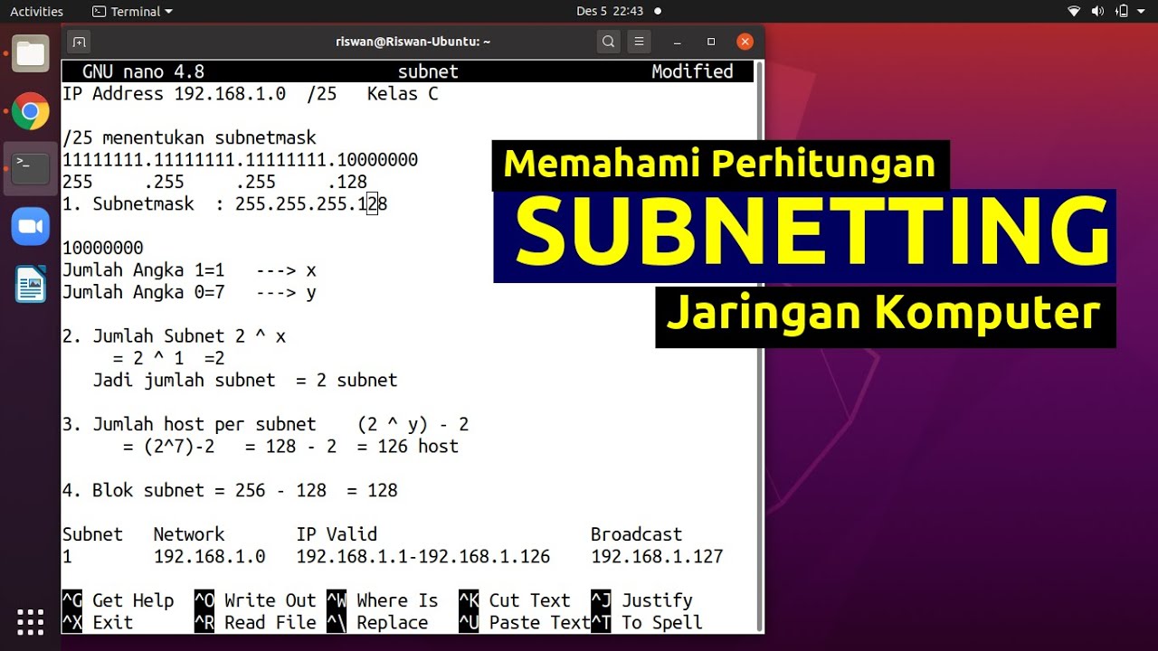 Memahami Perhitungan Subnetting Jaringan Komputer - YouTube