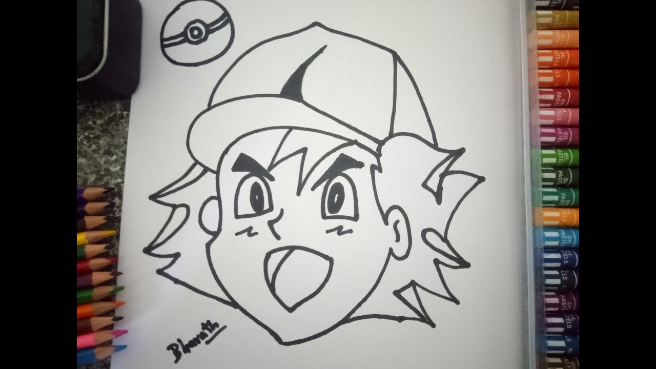 How to draw ASH ?| POKEMON | For kids | Easy steps | COLOR 360 - YouTube