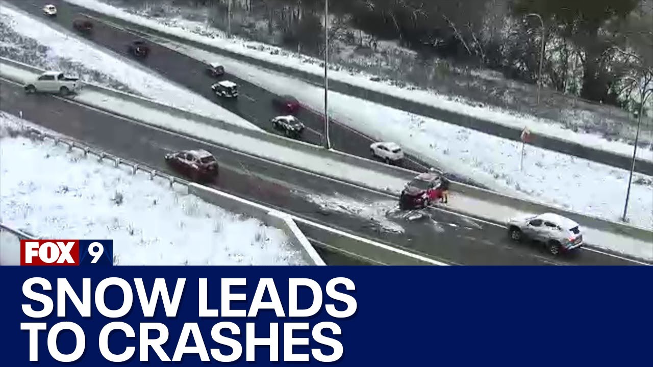 Overnight snow leads to crashes in MN - YouTube