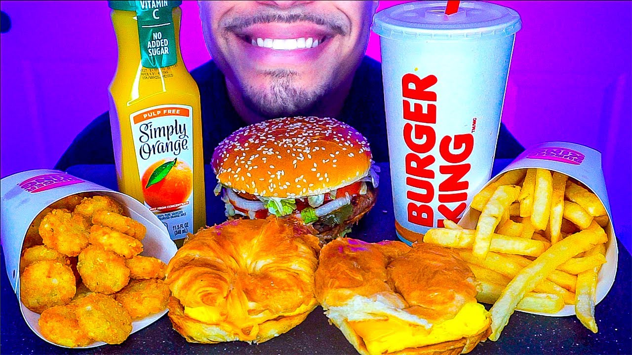 ASMR BURGER KING IMPOSSIBLE BURGER WHOPPER WITH CHEESE BREAKFAST HASH ...
