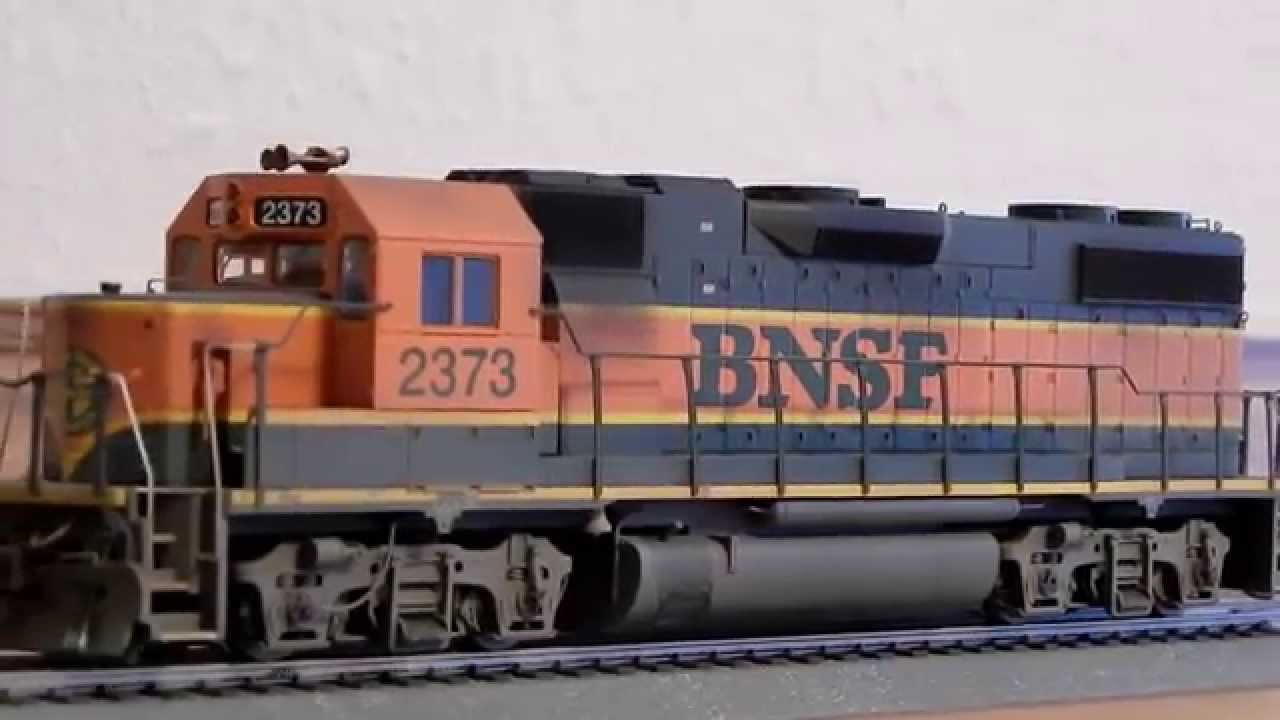 weathered EMD GP38-2 BNSF ( Proto 2000 ) with Tsunami installed - YouTube