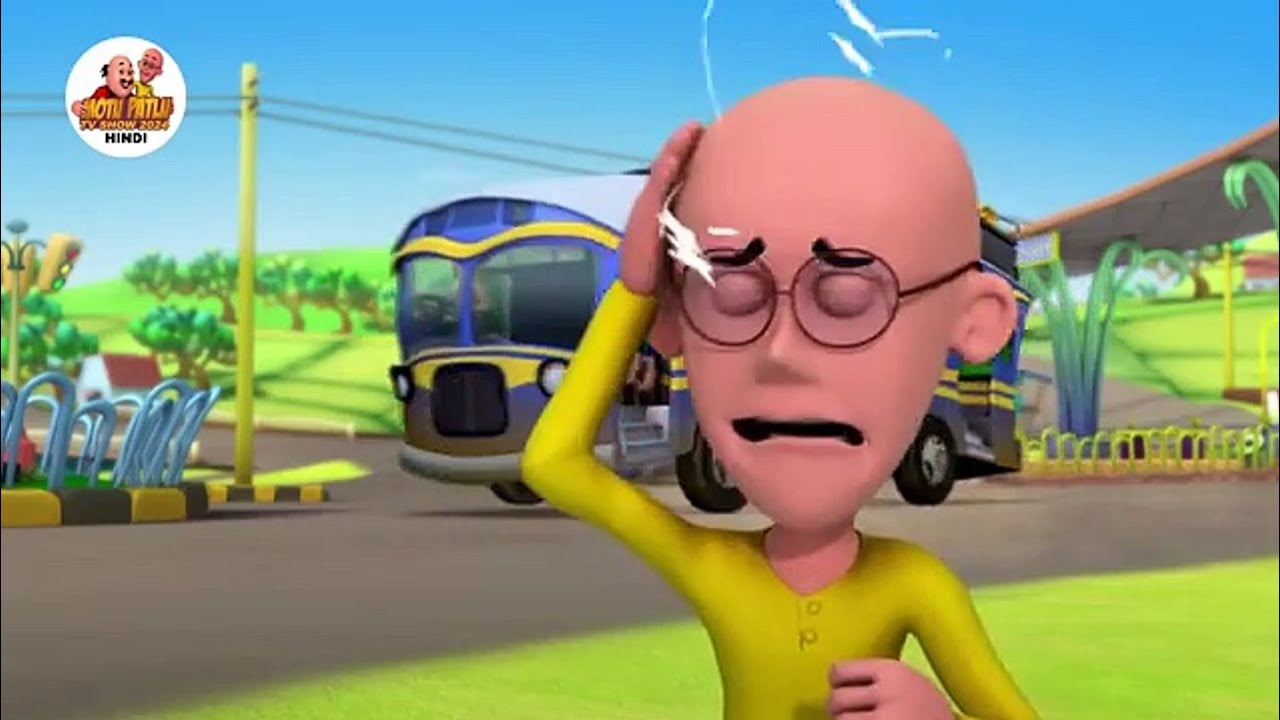 Patlu is standing on the street crying with his head in his hands as ...