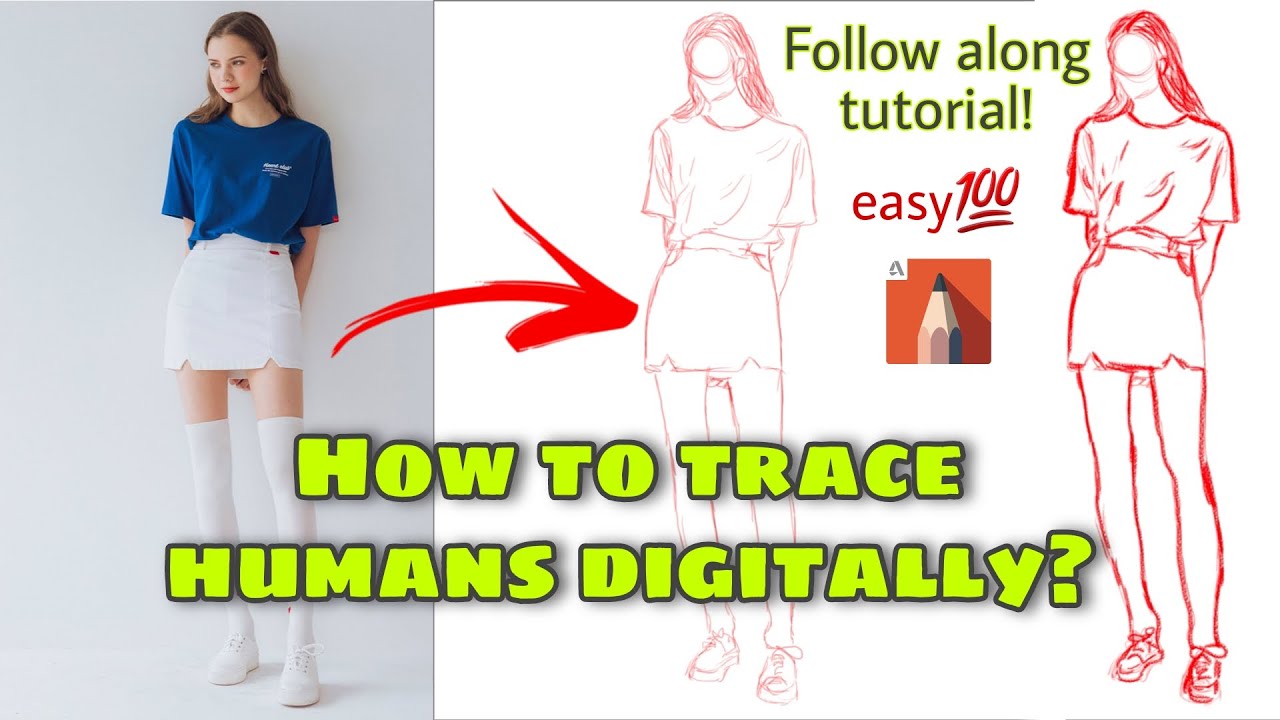 How to Trace human in Autodesk Sketchbook [follow along] - YouTube