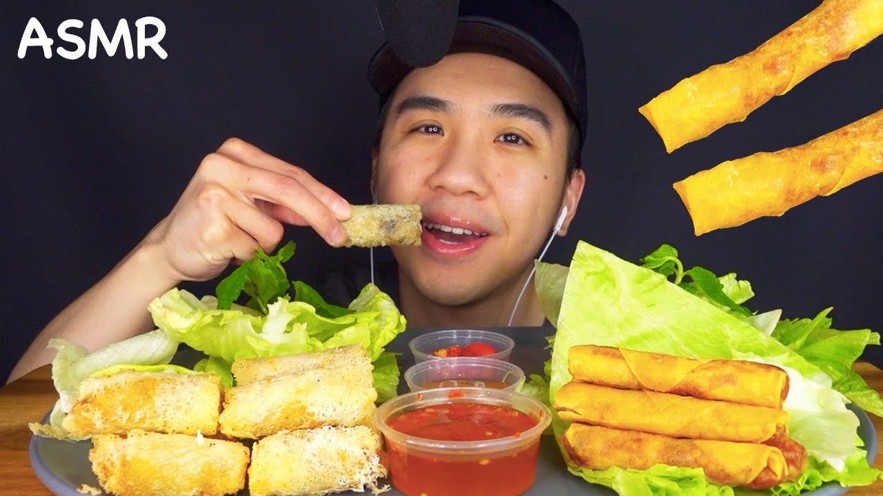 ASMR VIETNAMESE SPRING ROLLS MUKBANG (Collab w/ ASMR_cravings) CRISPY ...