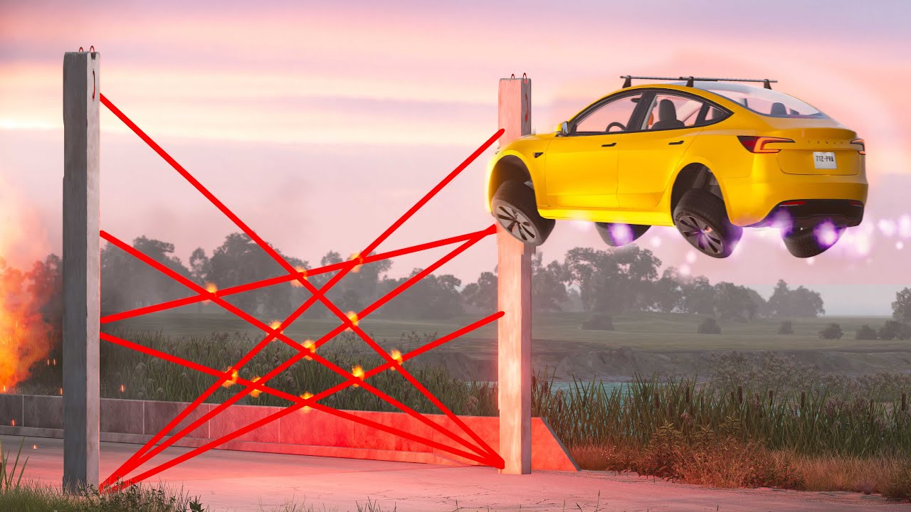 Vehicles vs Laser Trap # - 4 Beamng drive - YouTube