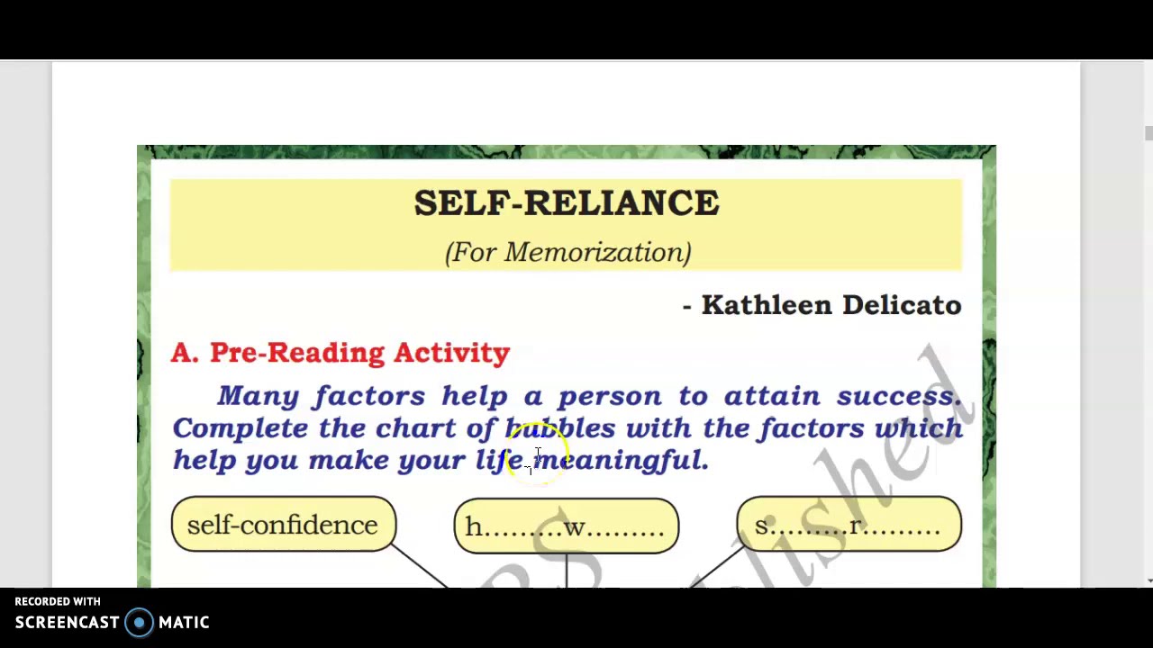 7 th English Poem Self- Reliance - YouTube