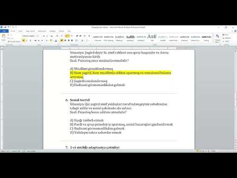 Yaş psixologiyasına aid testlər 2. Situasiya tipli testlər.1-10