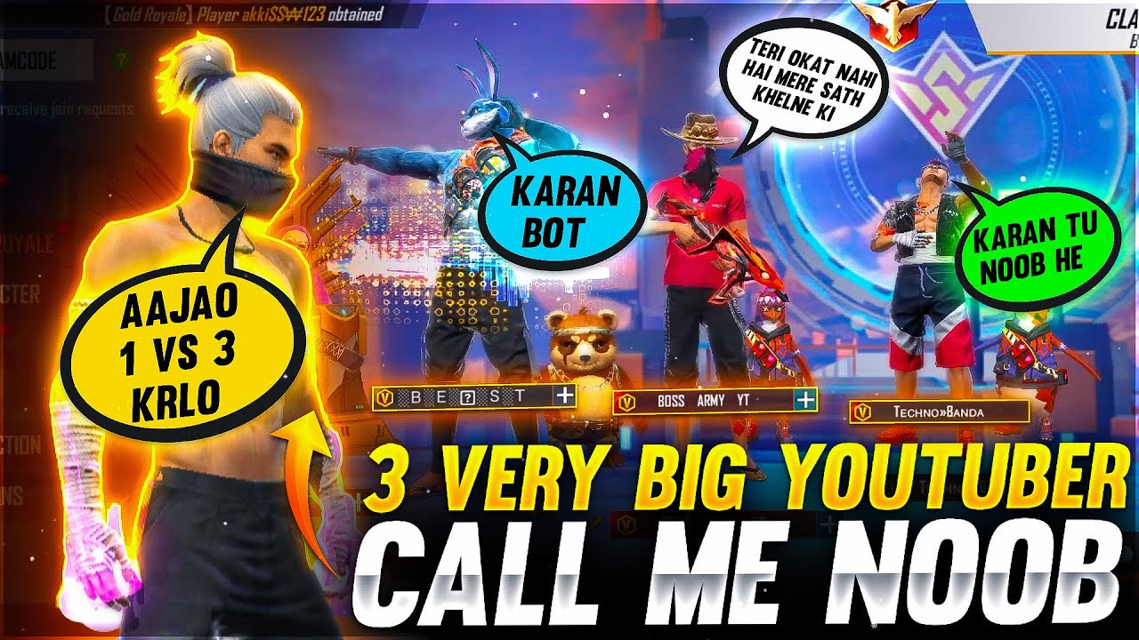 4 Very Big YouTubers Showes me Lol Emote 😡🤣 - chut** Baniya 😂 -Garena ...