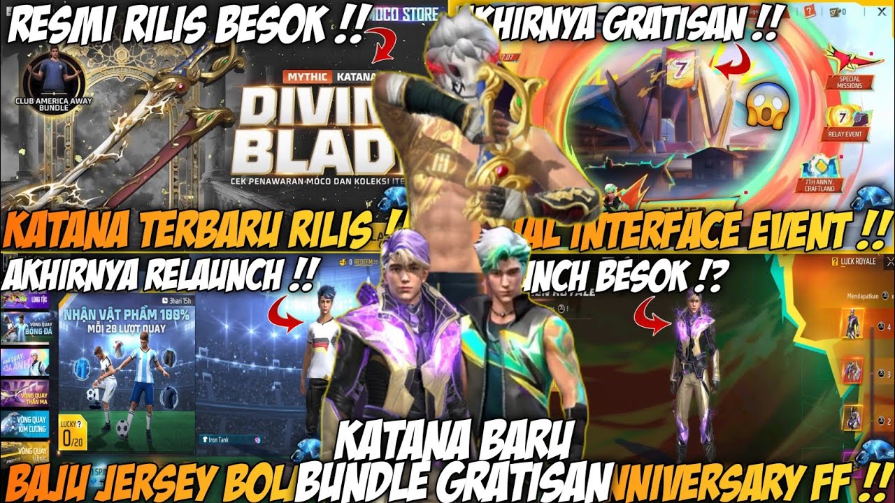 BOCORAN FF !! EVENT TERBARU, ANNIVERSARY 7TH, BUNDLE GRATIS, KATANA ...