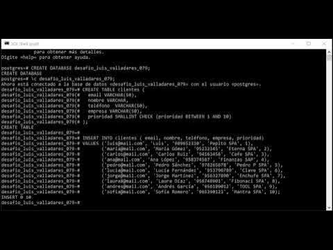 Desafío introducción base de datos con postgreSQL - YouTube