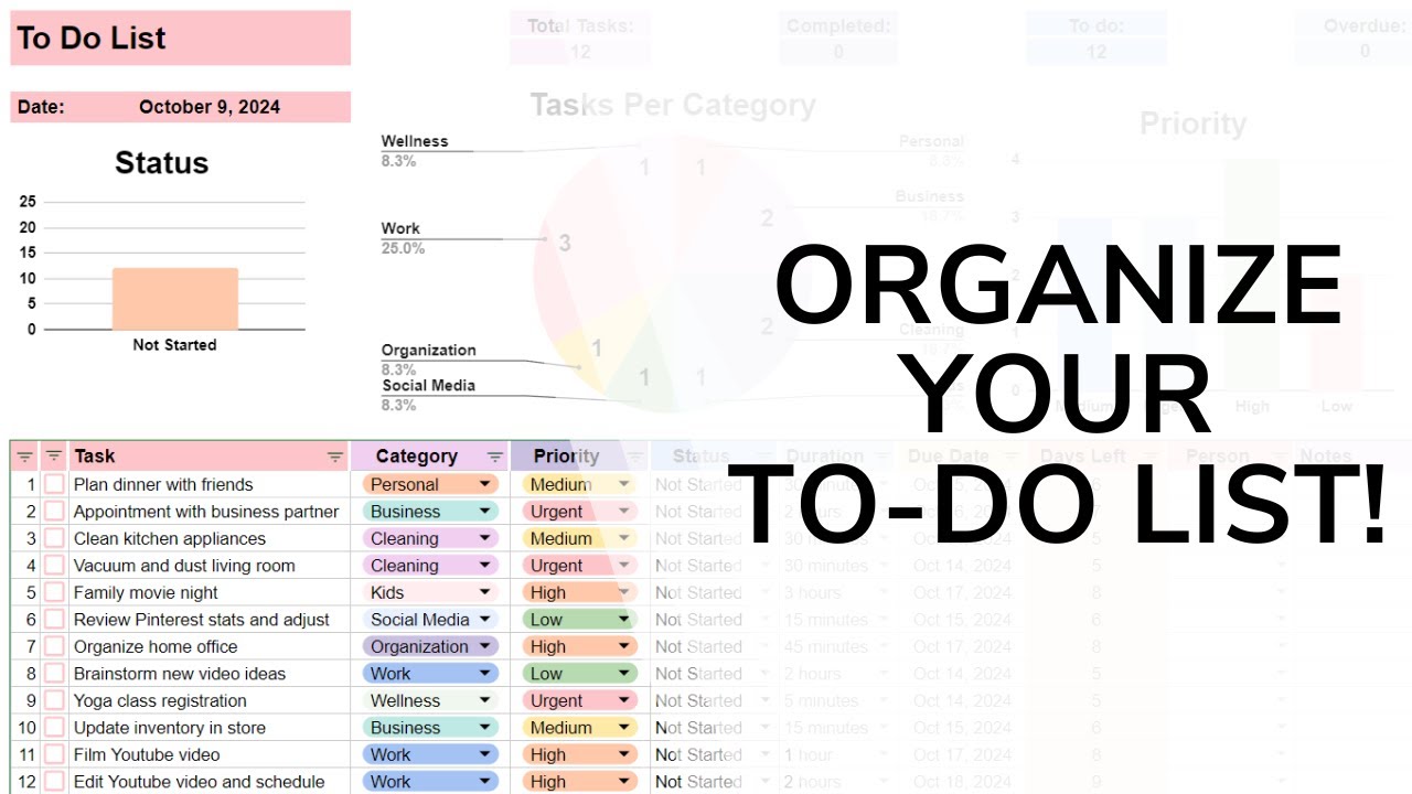 Transform Your Organization: Track Tasks with My To-Do List Spreadsheet ...