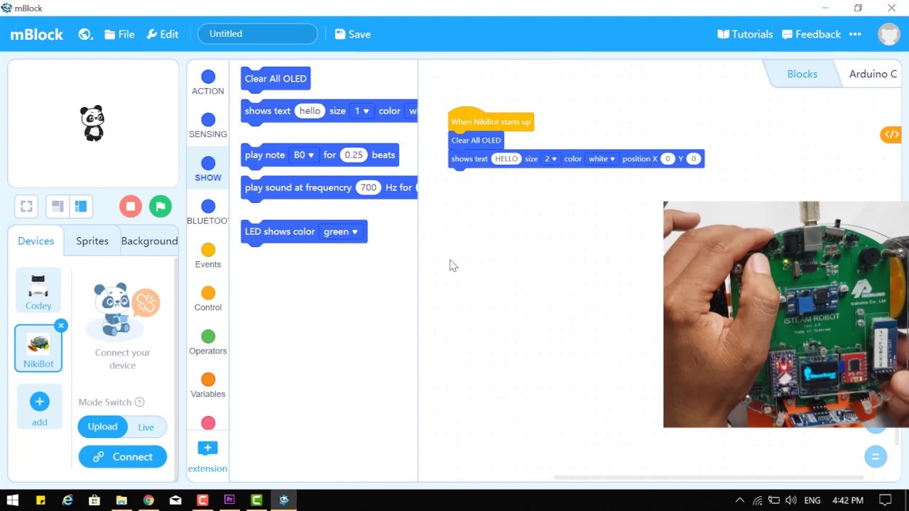 Hiểu và Lập Trình NikiBot 01 - Code để hiện dòng chữ HELLO trên màn ...