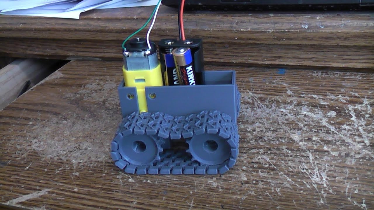 Test running the Fab365 Wall-e tracks with a TT 1:48 Gearmotor. - YouTube