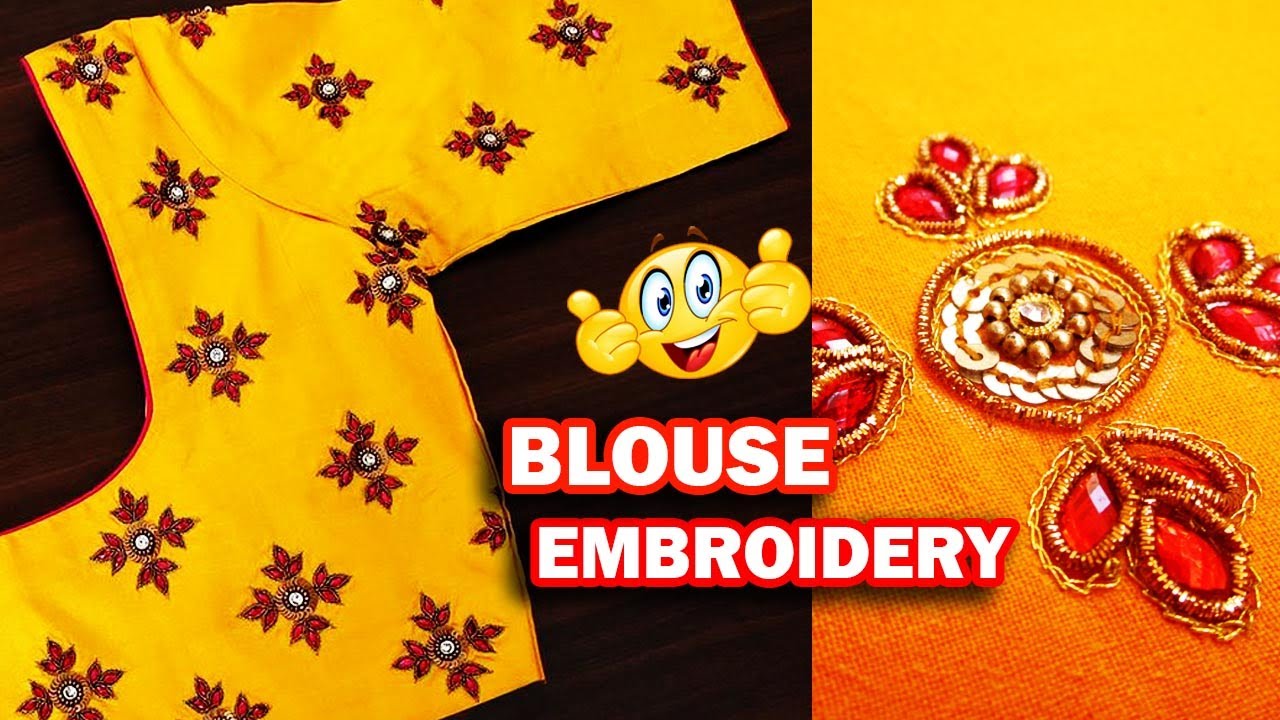 Hand Embroidery Beautiful Blouse Design with Flowers - YouTube