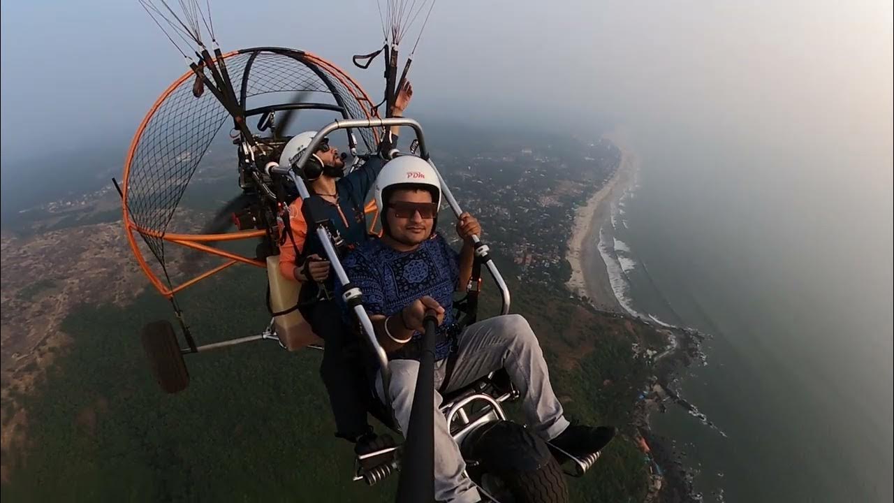 Paramotering in Goa || Motor Paragliding in Goa || Flying in Air above the Arambol Beach 😊😊 ...