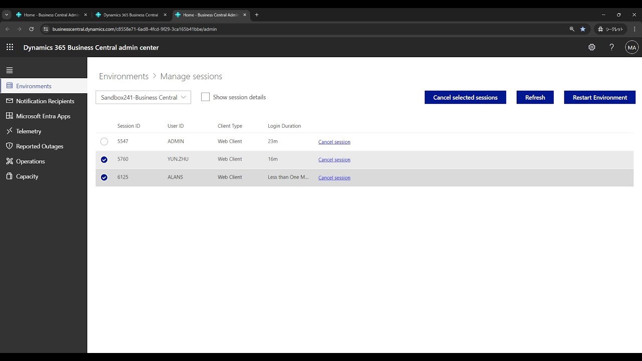 Business Central short video: How to view and cancel active sessions ...