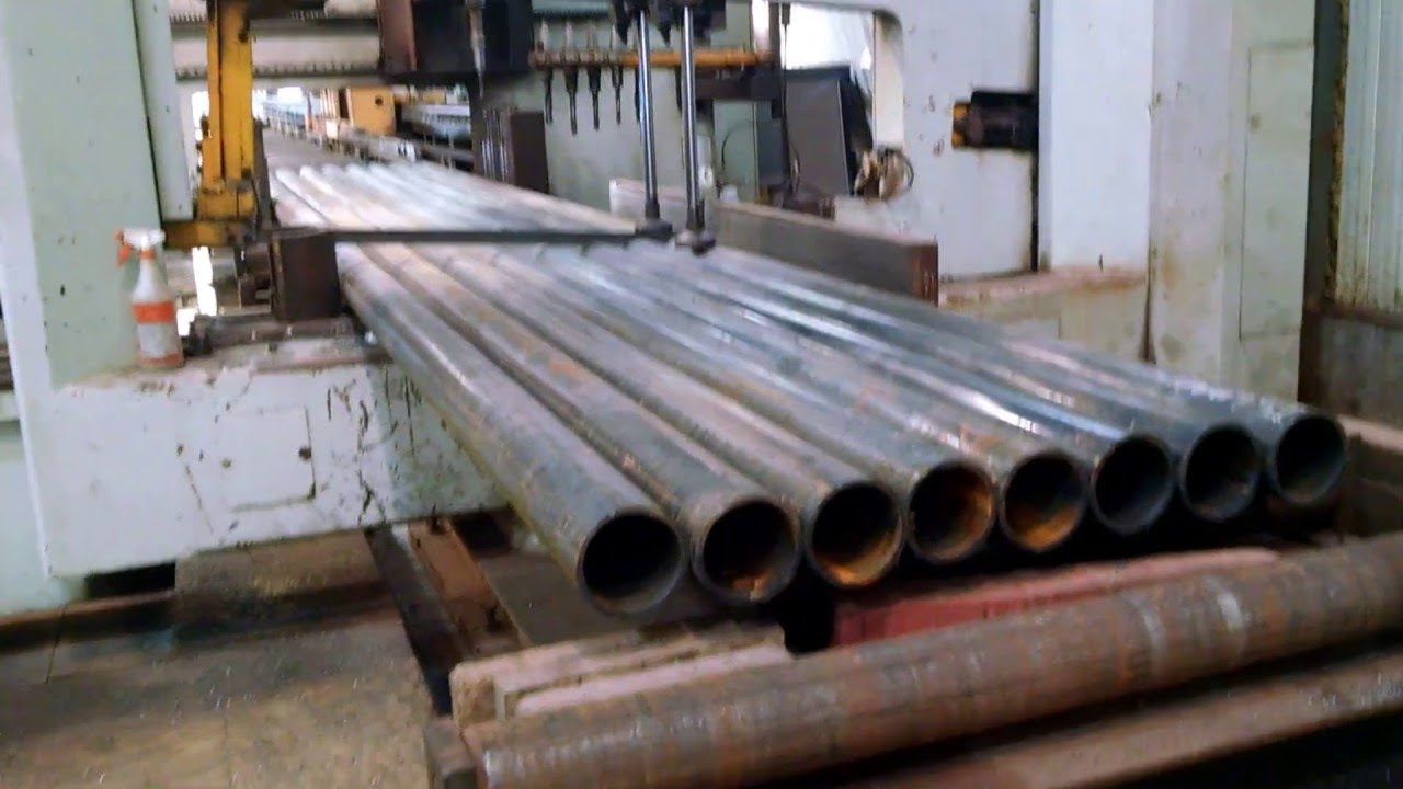 Bundle cutting cut to size pipe columns - YouTube