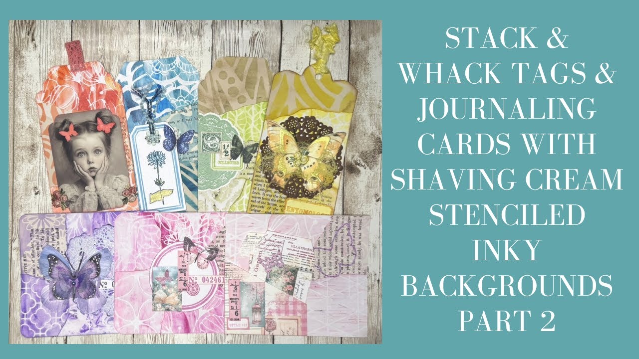 Stack & Whack Tags & Journaling Cards with Shaving Cream Stenciled Inky ...