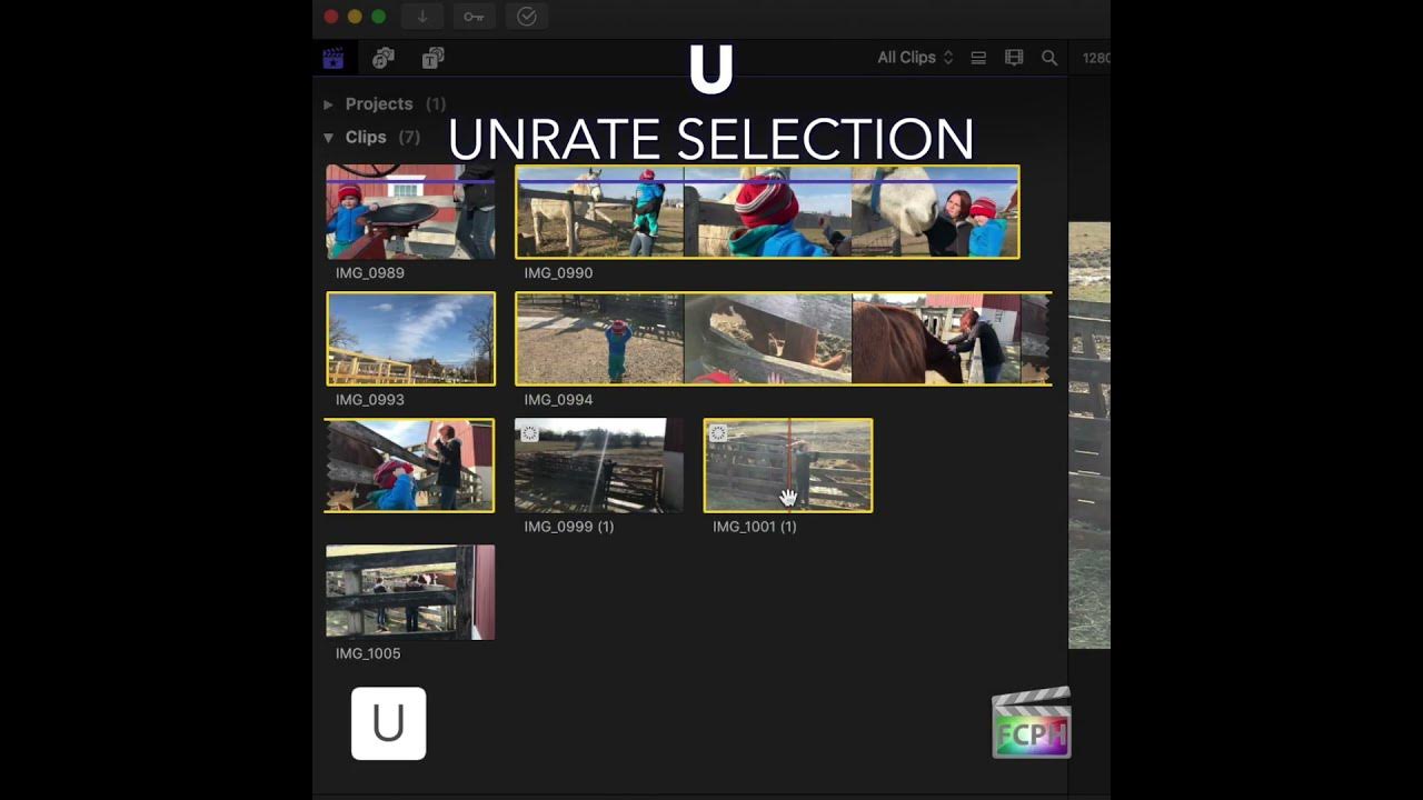Final Cut Pro Shortcut | U | Unrate Selection - YouTube