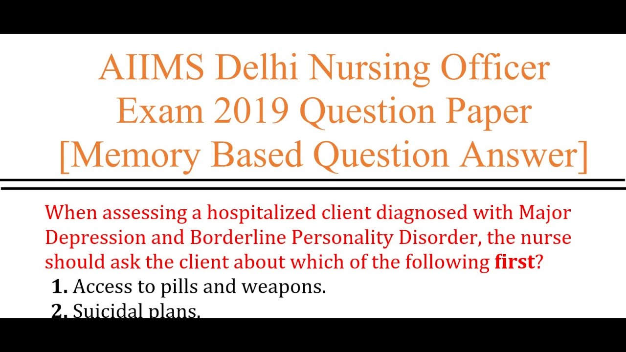 AIIMS Delhi Nursing Officer Exam 2019 Question paper solved | aiims ...