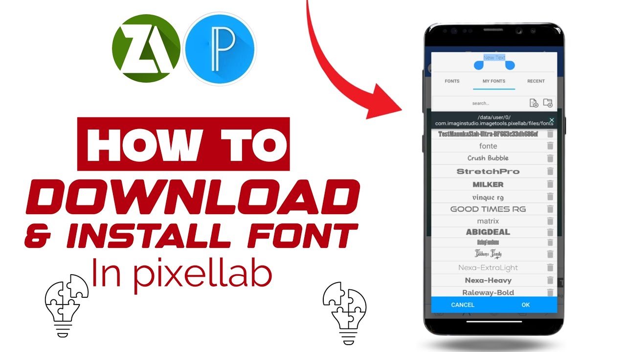 HOW TO DOWNLOAD AND INSTALL FONT IN PIXELLAB - YouTube